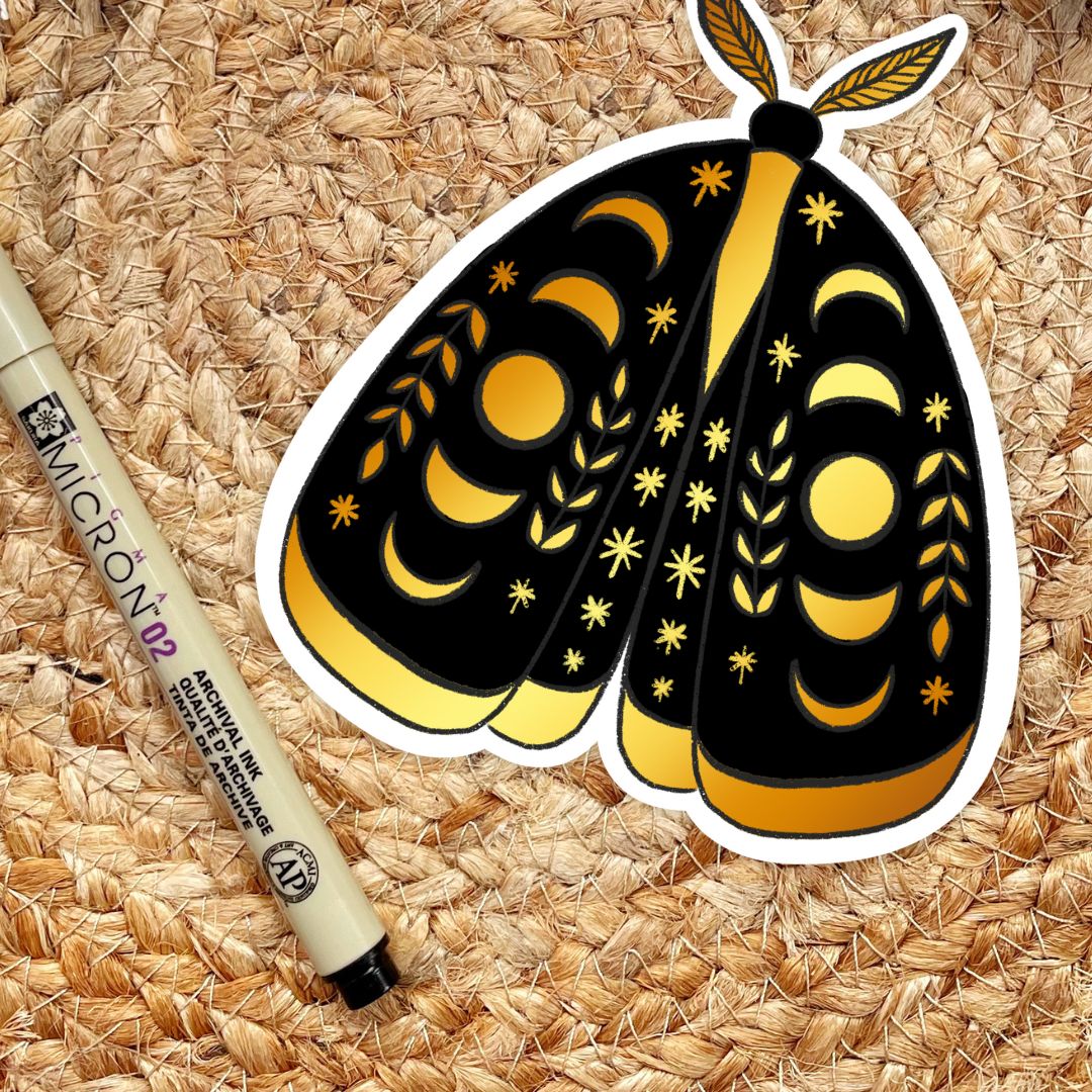 Moth Celestial Sticker | Moon Phase Art | 90s Celestial – Serafine Art ...